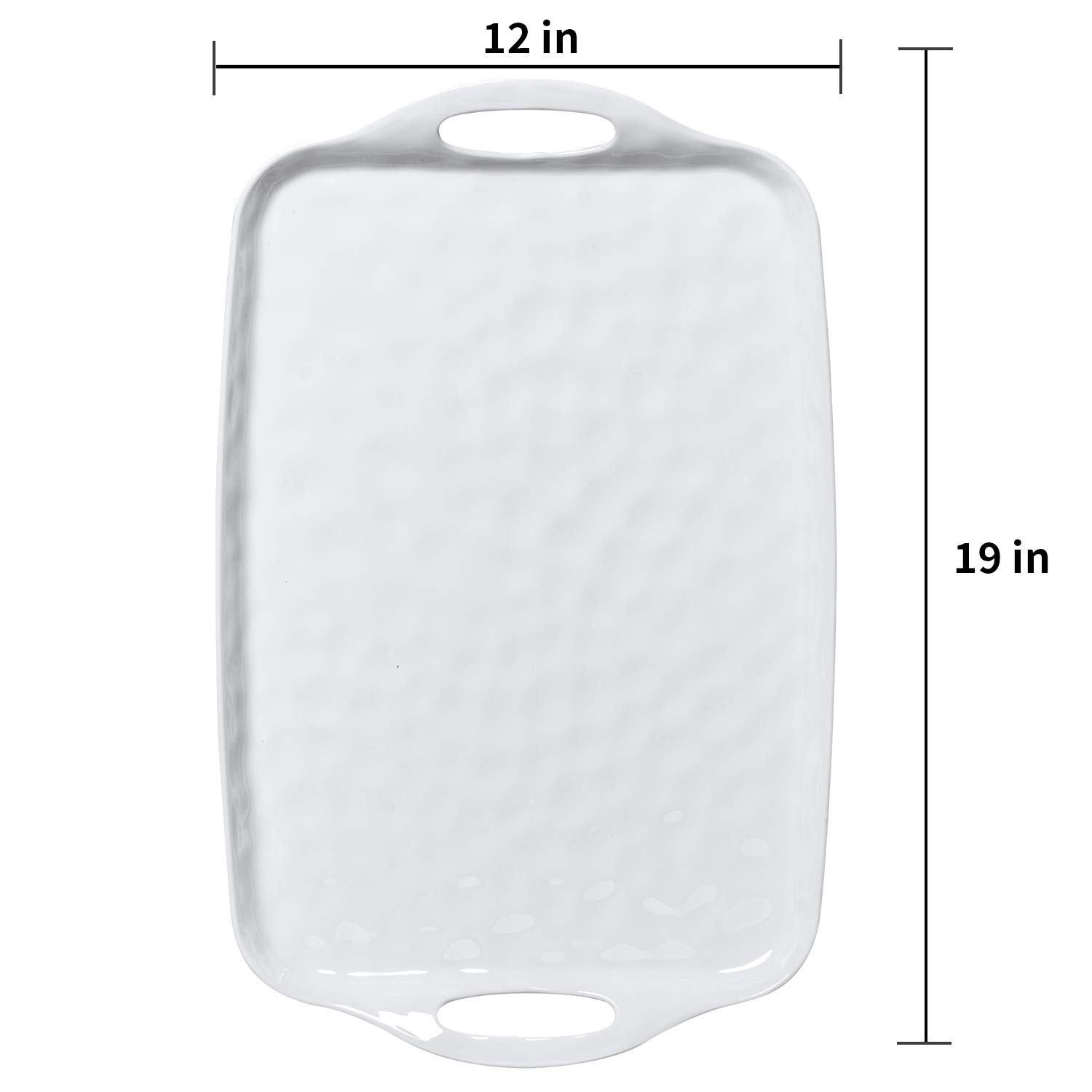 TP Serving Tray with Handles, Large Rectangle Melamine Serving Platter Set of 2, White (19β x 12β)