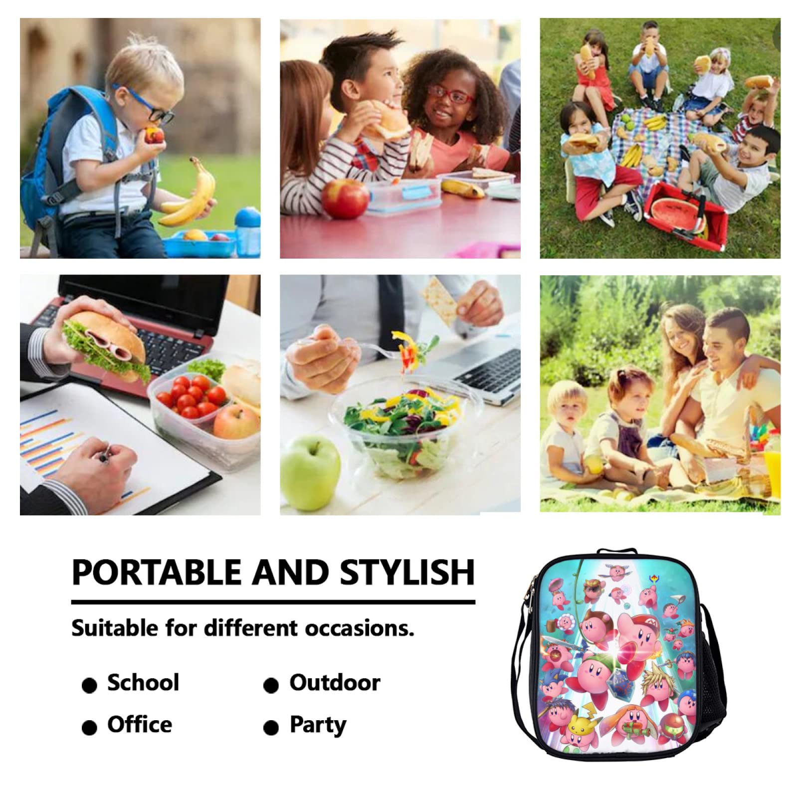 QYUSKTI 17 in Cartoon Backpack 3 Pieces School Backpack Set with Lunch Bag Pencil Case Gifts for Kids Girls Students