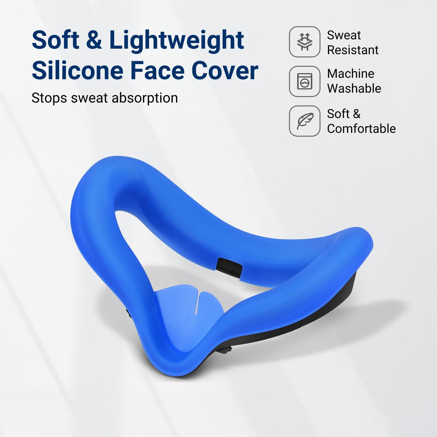 TNP VR Face Cover and Eye Cover for Meta Oculus Quest 2 Face Cushion with Nose Light Blocker - Sweat Guard Silicone Cover for Oculus Quest 2 Face Pad, Blue