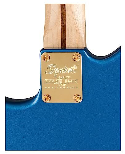 Squier 40th Anniversary Gold Edition Jazzmaster Electric Guitar, with 2-Year Warranty, Lake Placid Blue, Laurel Fingerboard