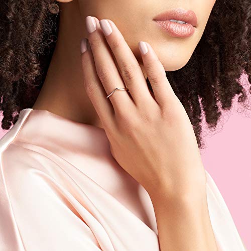 Pandora Polished Wishbone Ring - Minimalist Chevron Shape Ring - Stackable Rose Gold Ring for Women - 14k Rose Gold-Plated Rose - Size 7.5, No Gift Box