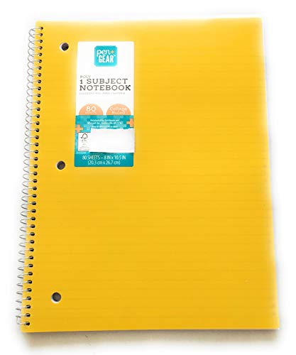 Pen + Gear 1 Subject Notebook, College Ruled, 80 Sheets (Yellow - Red - Black)