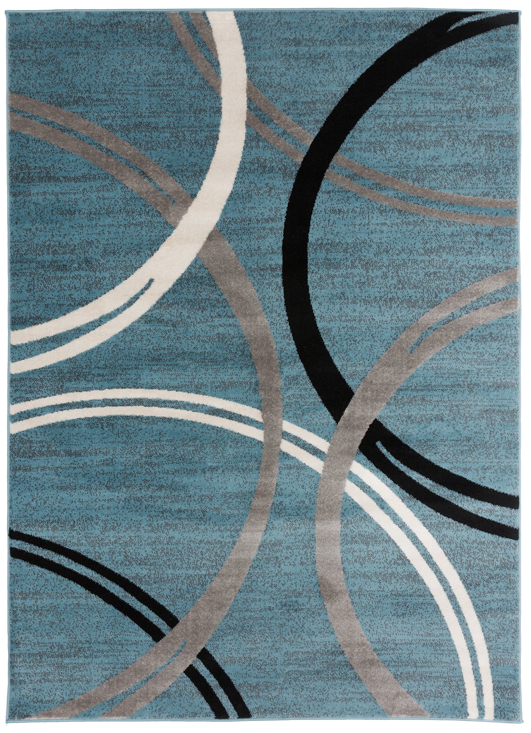 Rugshop Modern Wavy Circles Design Area Rug 6'6" x 9' Blue
