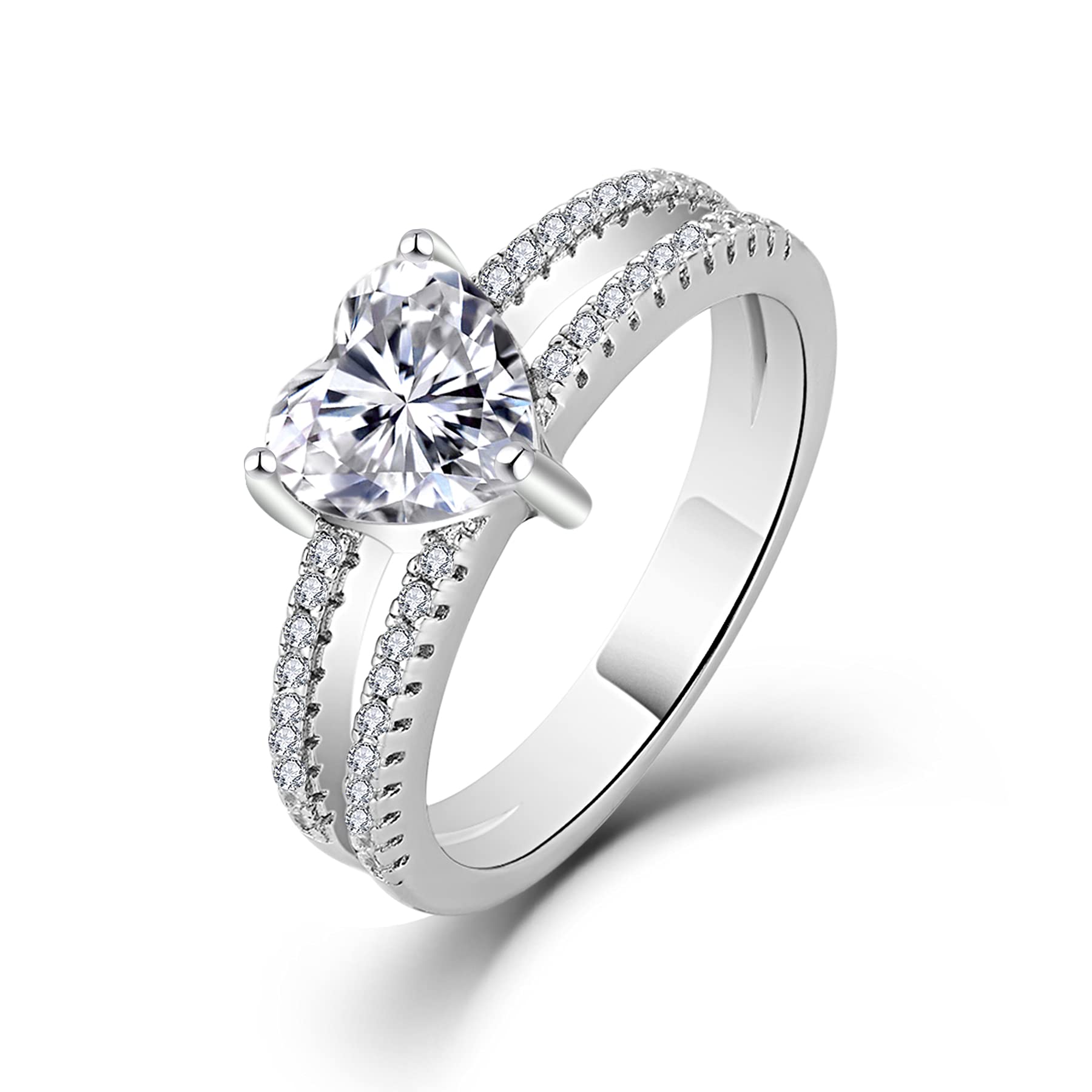 STARCHENIE Heart Promise Ring for Women 925 Sterling Silver Engagement Wedding Band Anniversary Jewelry-Size7