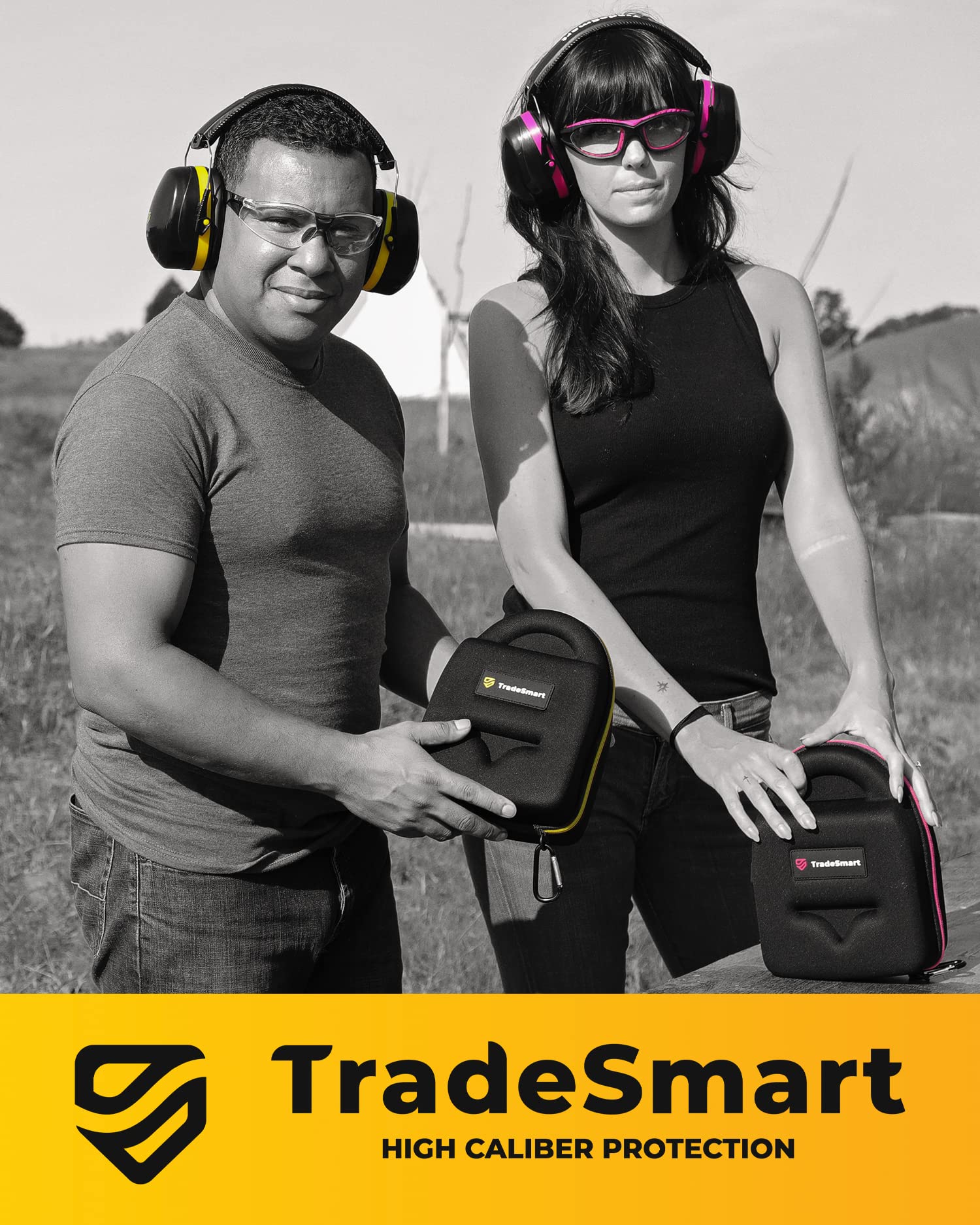 TRADESMART Ear Muffs & Glasses for Shooting, with Hard Carrying Case