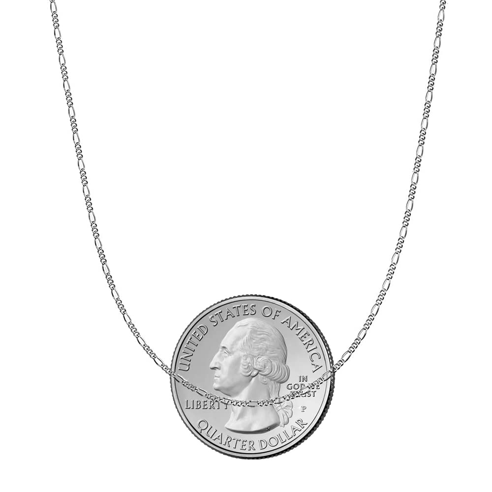 Savlano 925 Sterling Silver Italian Solid 1.6MM Figaro Adjustable Bolo 14-24 Inch Chain Necklace For Women - Made in Italy Comes With a Gift Box (White)