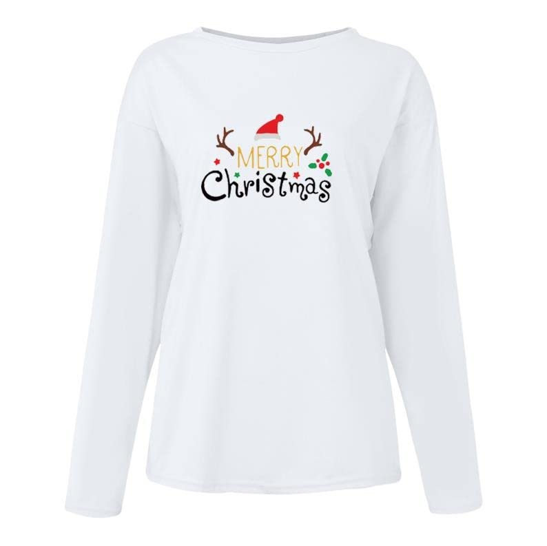 Women Autumn and Winter Christmas 3D Print Sweatshirt Round Neck Long Sleeve Pullover Fashion Cute Tops