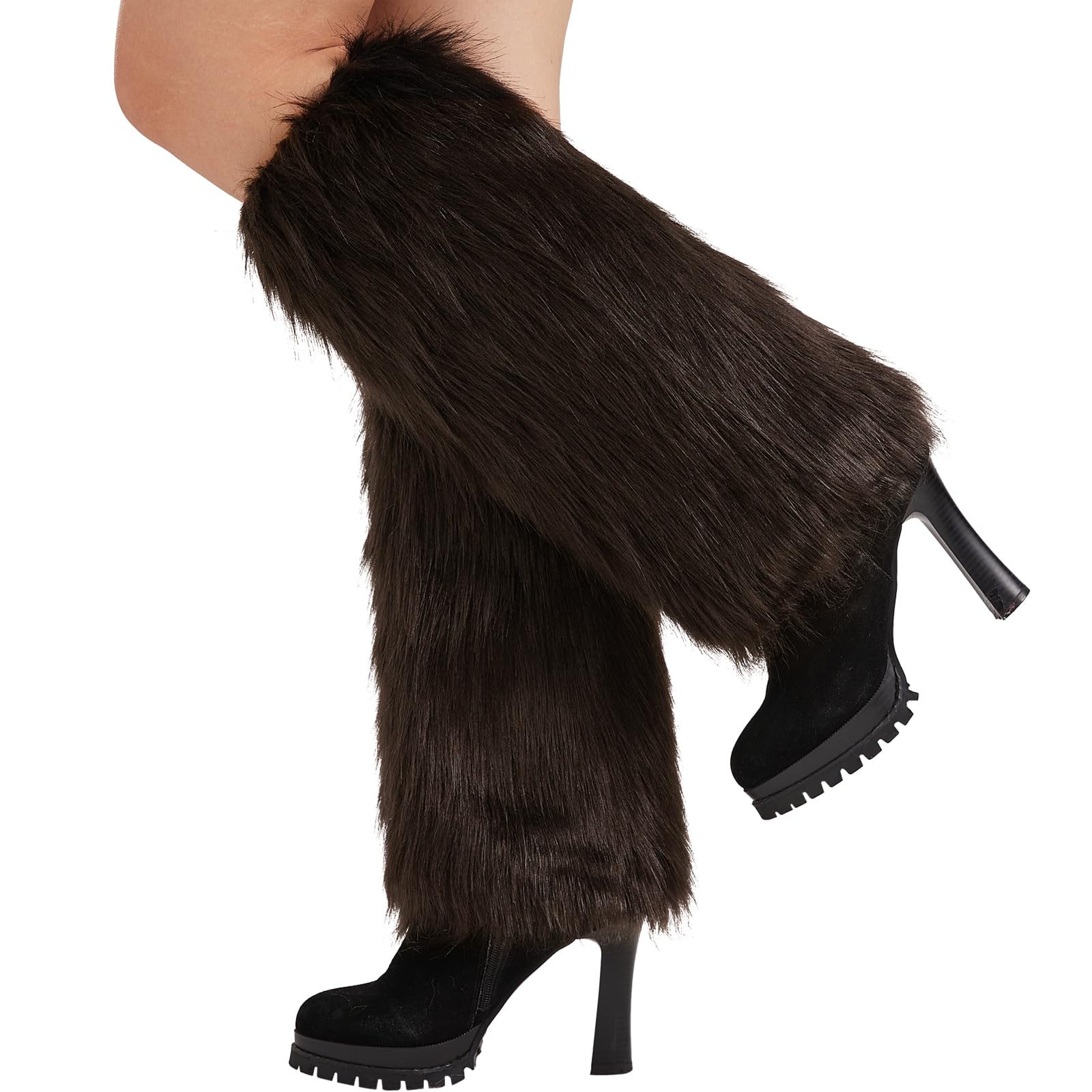 Nanxson Womens Fur Leg Warmer Winter Furry Long Boot Cuffs Cover TTW0034 (Coffee)