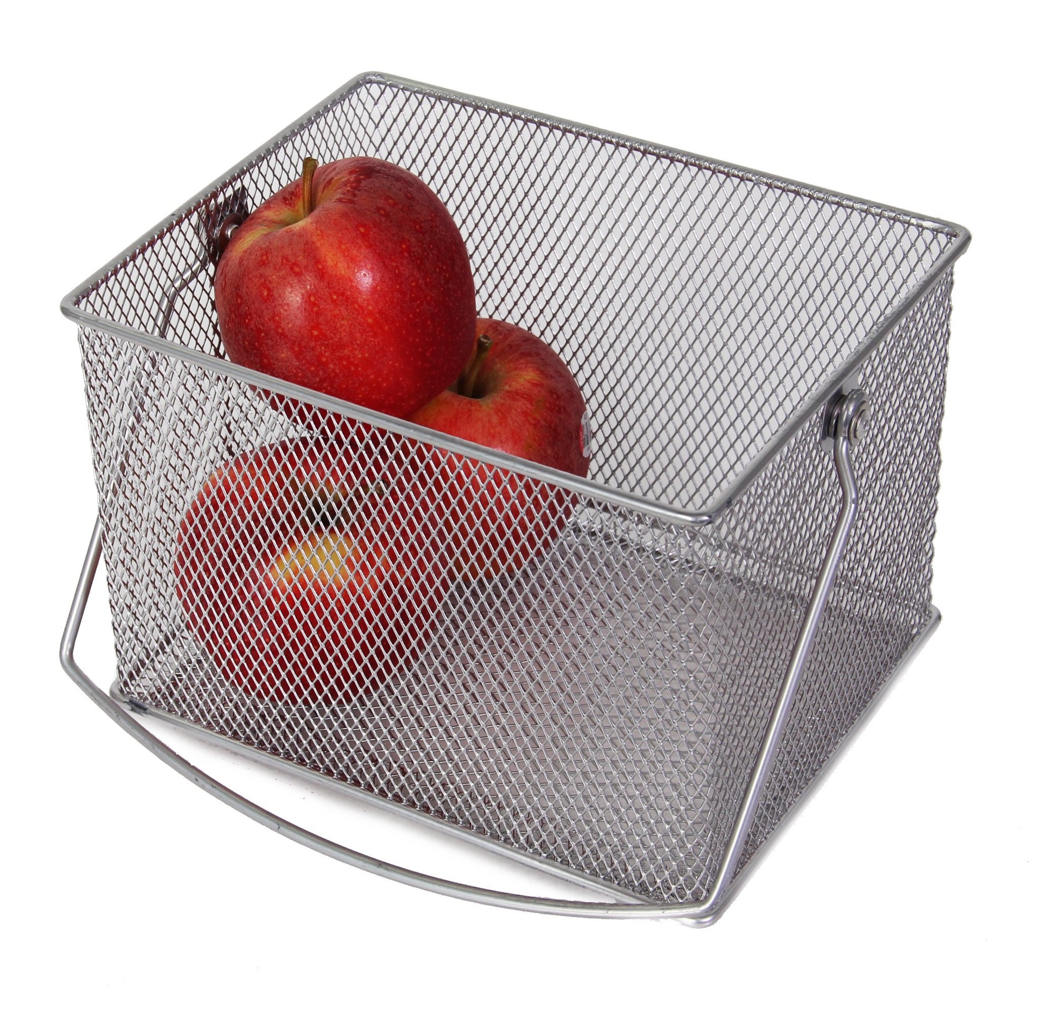 YBM Home Rectangle Mesh Silver Condiment Caddy, Kitchen Supply, Utensil, Silverware Organizer Cutlery Holder Flatware Storage Napkin Holder Carrier (1)