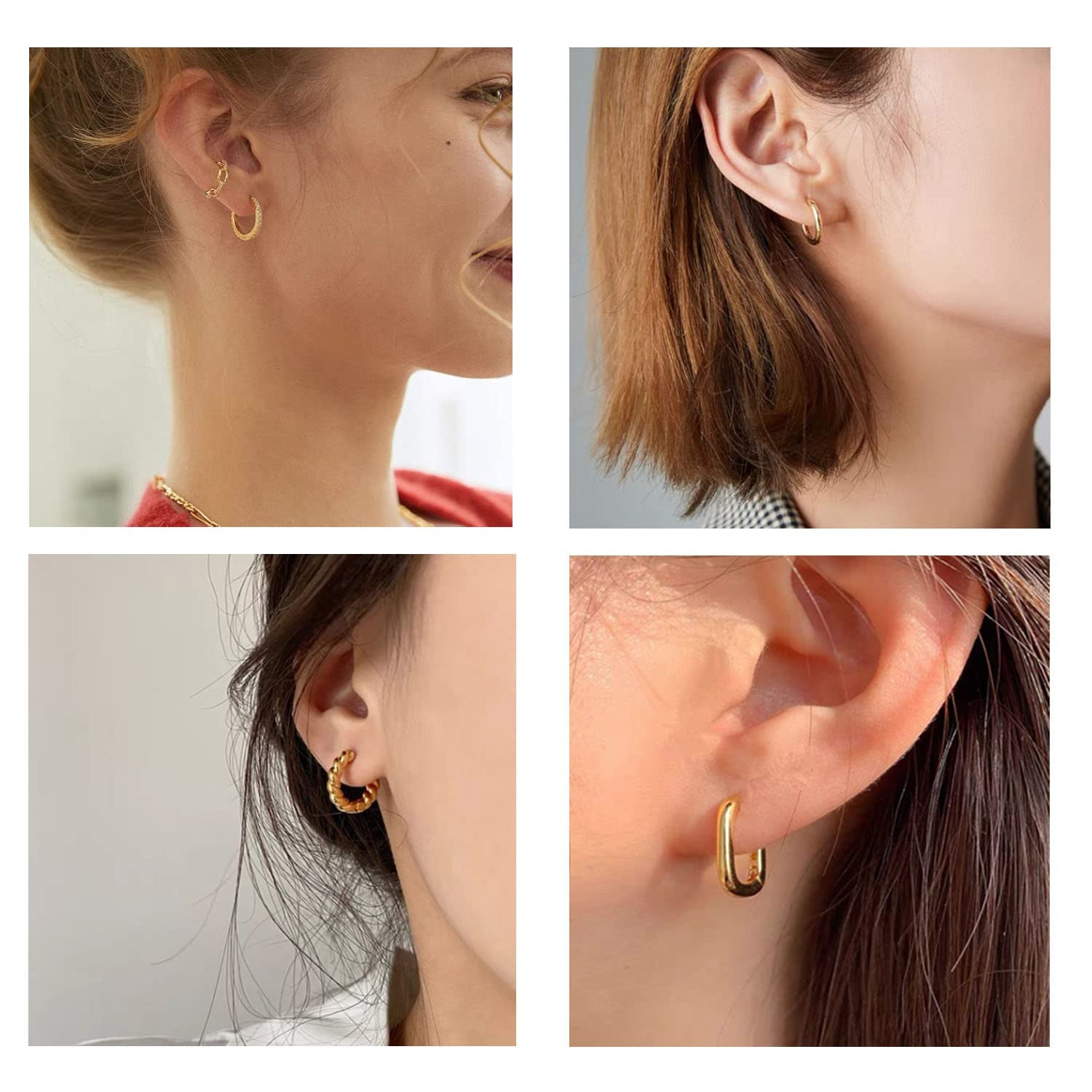 TOBENY 6-9 Pairs 14K Gold Plated Small Hoop Earrings Set for Women