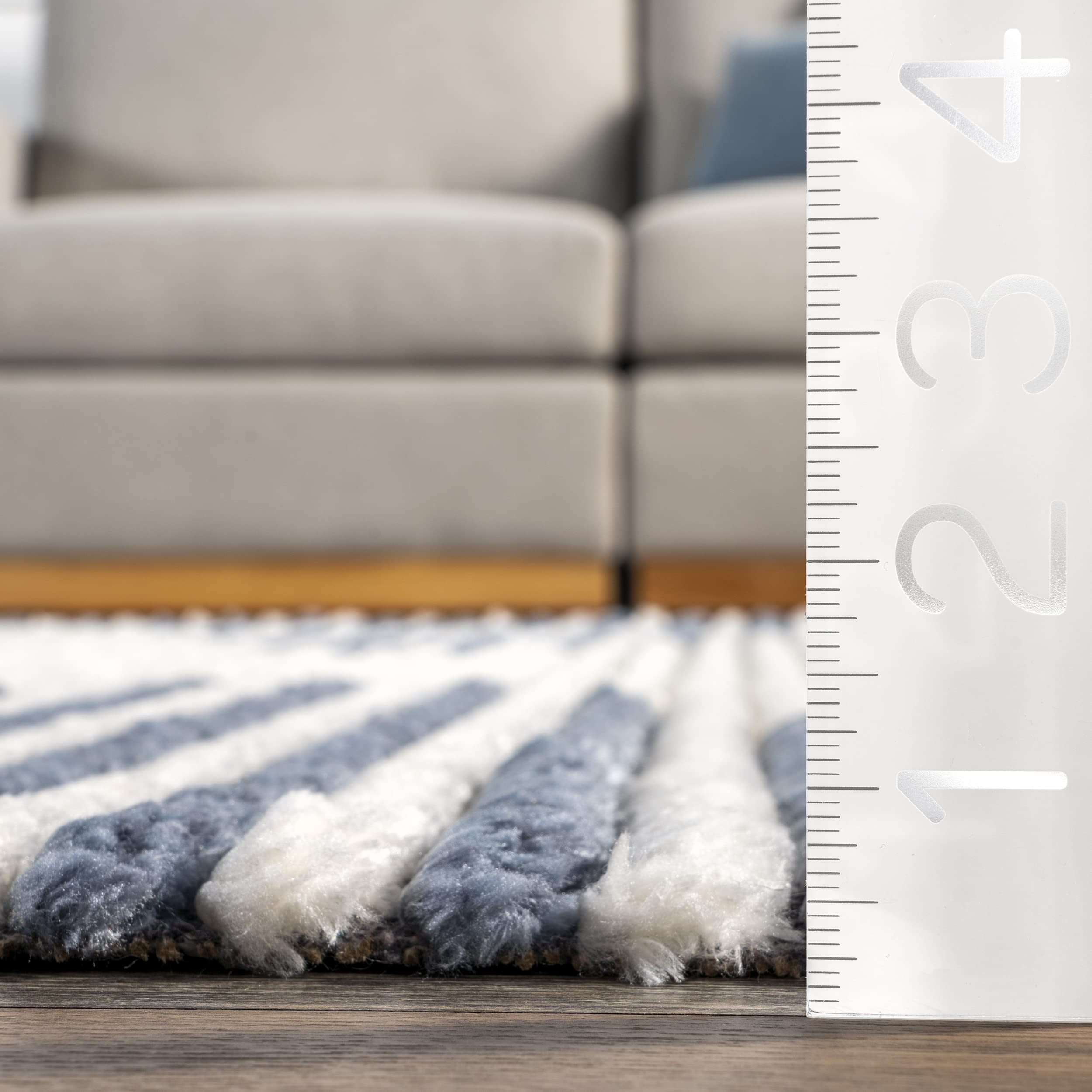 nuLOOM Morgan Contemporary Shag Fringe Area Rug, 8x10, Blue