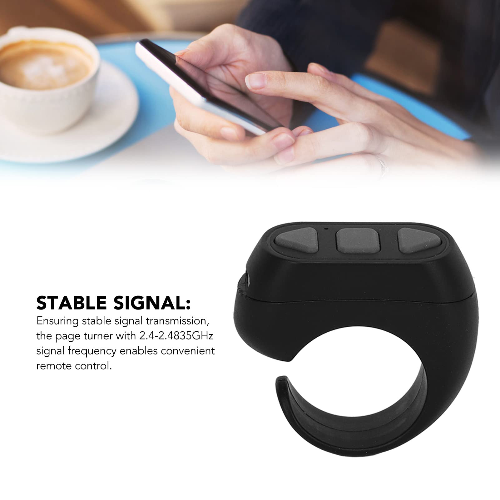 Remote App Page Turner, Ergonomic Cell Phone Remote ABS for Watching TV (Black)