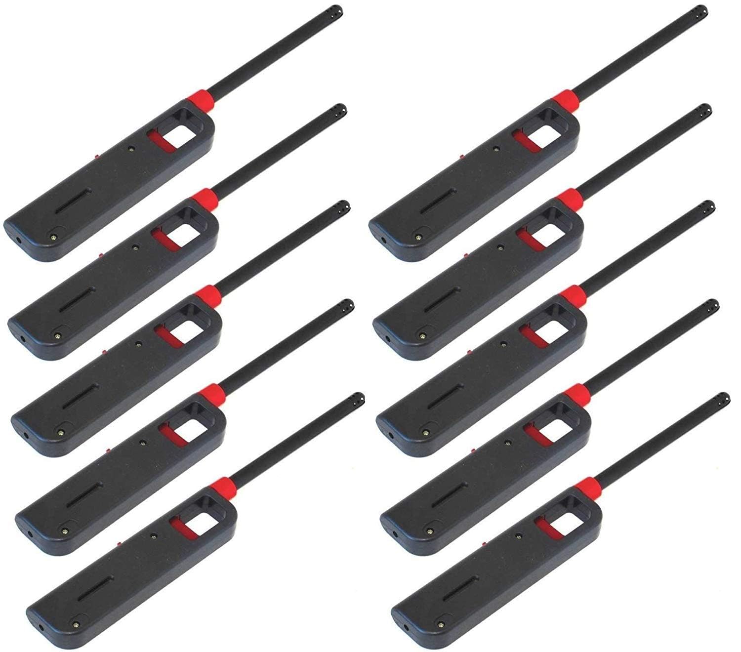 VIP Home Essentials Fuel Included Handi Flame 10pk BBQ Grill Click Lighter Refillable Butane Gas Candle Fireplace Kitchen Stove Wind Resitent Long Stem