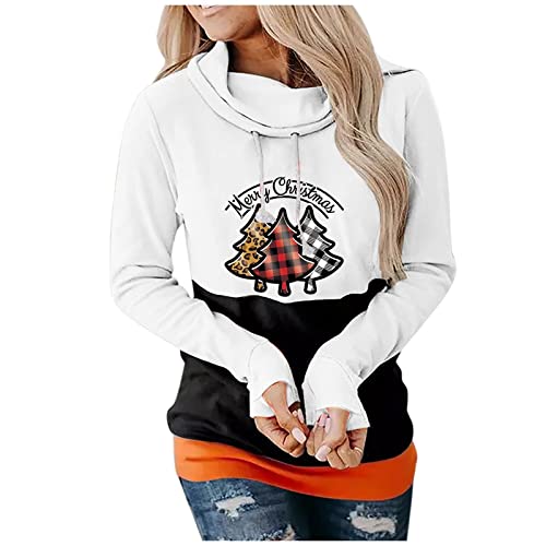 Women Christmas Print Casual Hoodies Loose Long Sleeve Fashion Top Pullover Spring and Autumn Sweatshirt