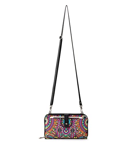 Sakroots Artist Circle Smartphone Crossbody in Eco Twill, Detachable Wristlet Strap, Rainbow Wanderlust