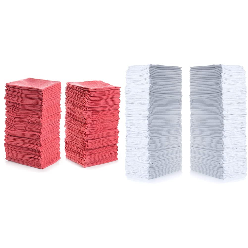 SIMPLI-MAGIC Shop Towels Pack of 300, Red and White