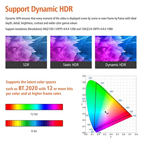 RUIPRO 8K Fiber Optic HDMI Cable 10 Feet 48Gbps 8K60Hz 4K120Hz Dynamic HDR eARC HDCP2.2/2.3 for RTX4080/4090/3080/3090, Xbox S/X, PS5/4, AVR, Projector, LG/Samsung/Sony TV
