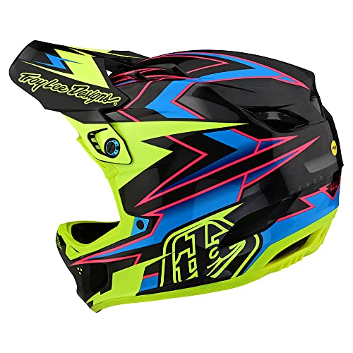 Troy Lee Designs D4 Carbon Full Face Bicycle Helmet for Max Ventilation Lightweight MIPS EPP EPS Racing Downhill DH BMX MTB - Adult Men Women (Black/Flo Yellow, Medium)