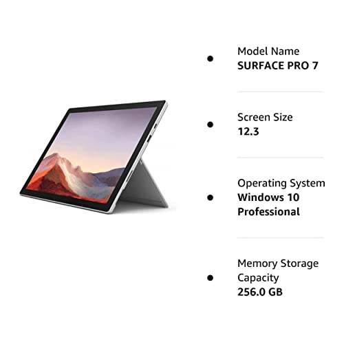 Microsoft Surface Pro 7 Plus 1XU-00001 12.3" Touchscreen 2736x1824, Intel Core i51135G7, 8GB LPDDR4X RAM 256GB SSD, Bluetooth, Wifi, Detachable 2-in-1 Laptop Computer Windows 10 Pro (Renewed)
