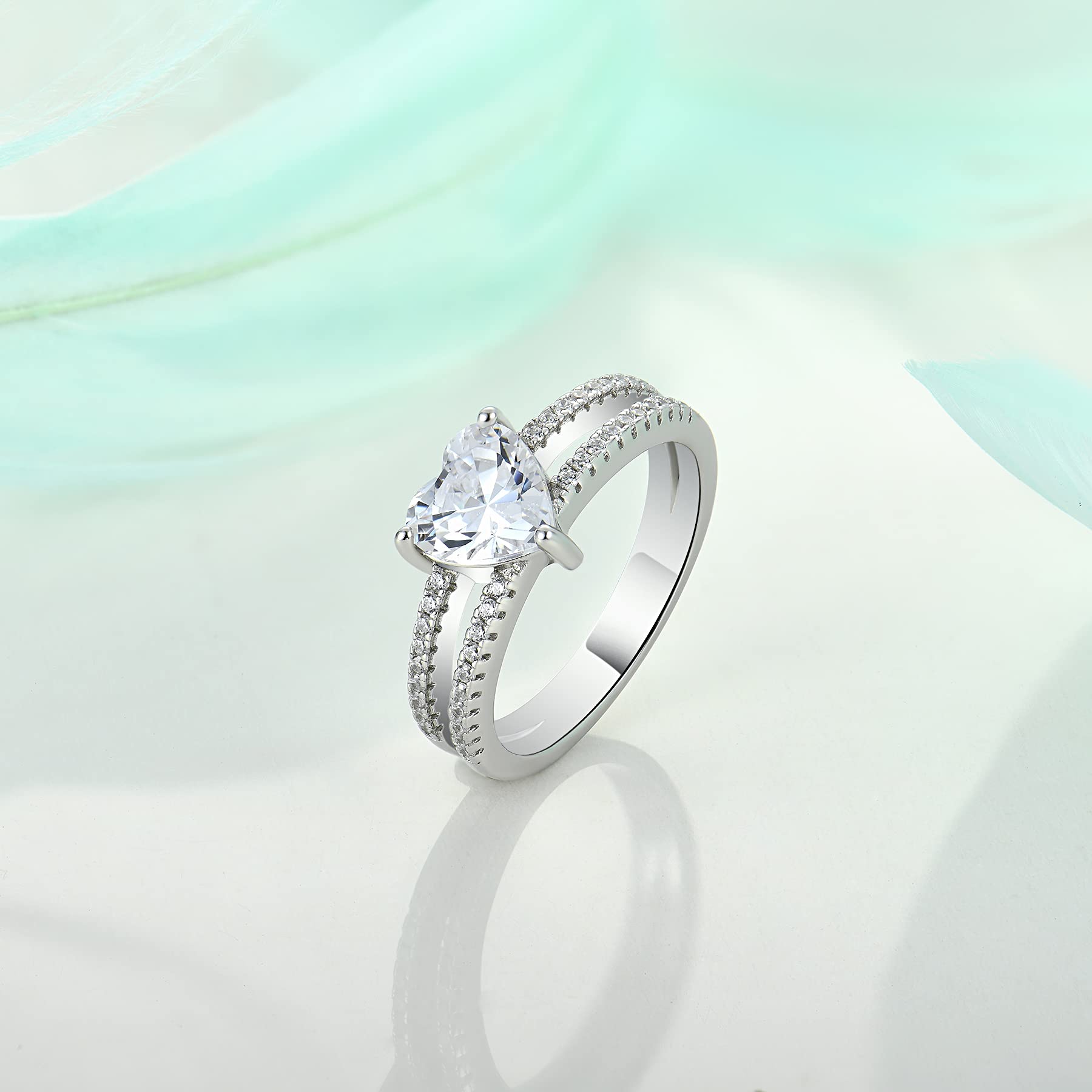 STARCHENIE Heart Promise Ring for Women 925 Sterling Silver Engagement Wedding Band Anniversary Jewelry-Size7