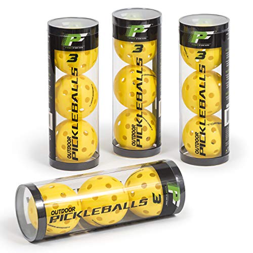 Pro Focus Official Outdoor Pickleball Balls - Features Accu-Flight, Precision, True Bounce Technology - Complete with 12 balls