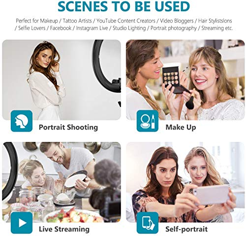 Neewer Ring Light Kit [Upgraded Version-1.8cm Ultra Slim]-18 inches,3200-5600K,Dimmable LED Ring Light with Light Stand, Phone Clip,Hot Shoe Adapter for Portrait Makeup Video Shooting (Black)