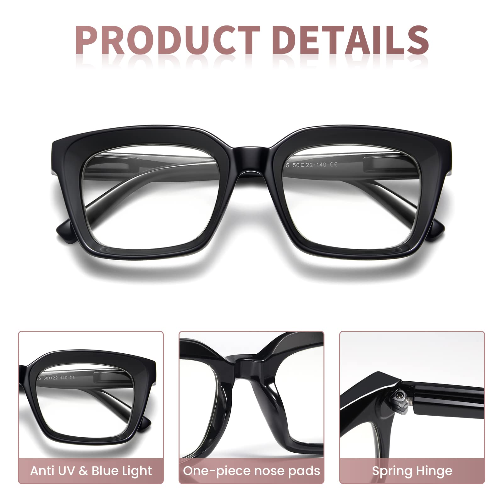 miyya Fashion Reading Glasses for Women,Oprah Style Oversized Blue Light Readers Prescription Eyeglasses 6 pack 1.5