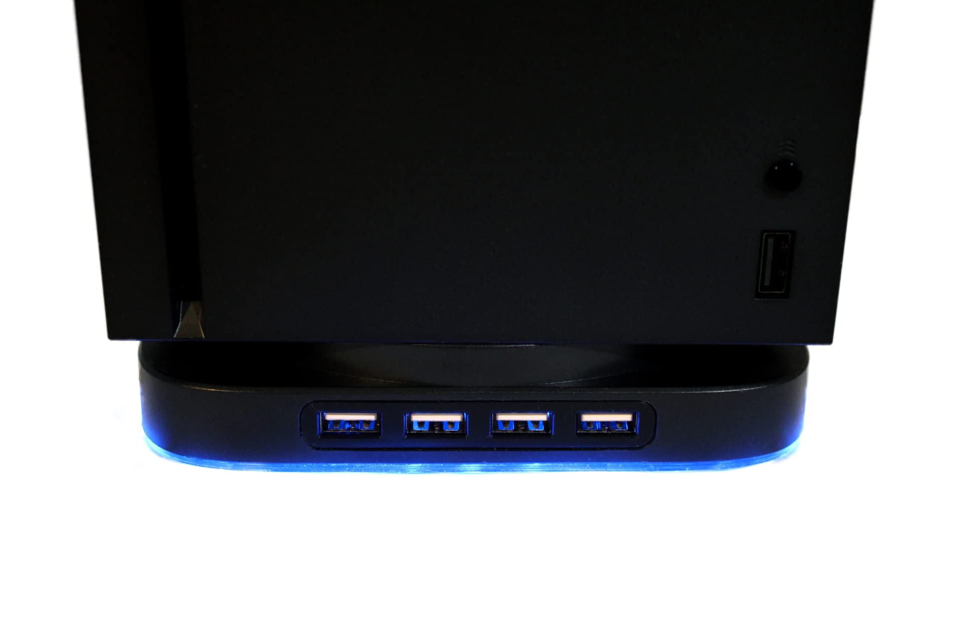 STEADYGAMER Blue LED Vertical Stand with USB Hub for Xbox Series X (XSX) | USB Extender | 4 USB Ports | Blue LED Light