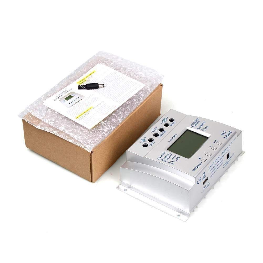 Solar Charge Controller 80A PWM 12V 24V 1920W Solar Panel Charger Discharge Regulator with 5V USB Output Multip Circuit Protection Anti-Fall Durable ABS Housing Heat Sink (L80A)