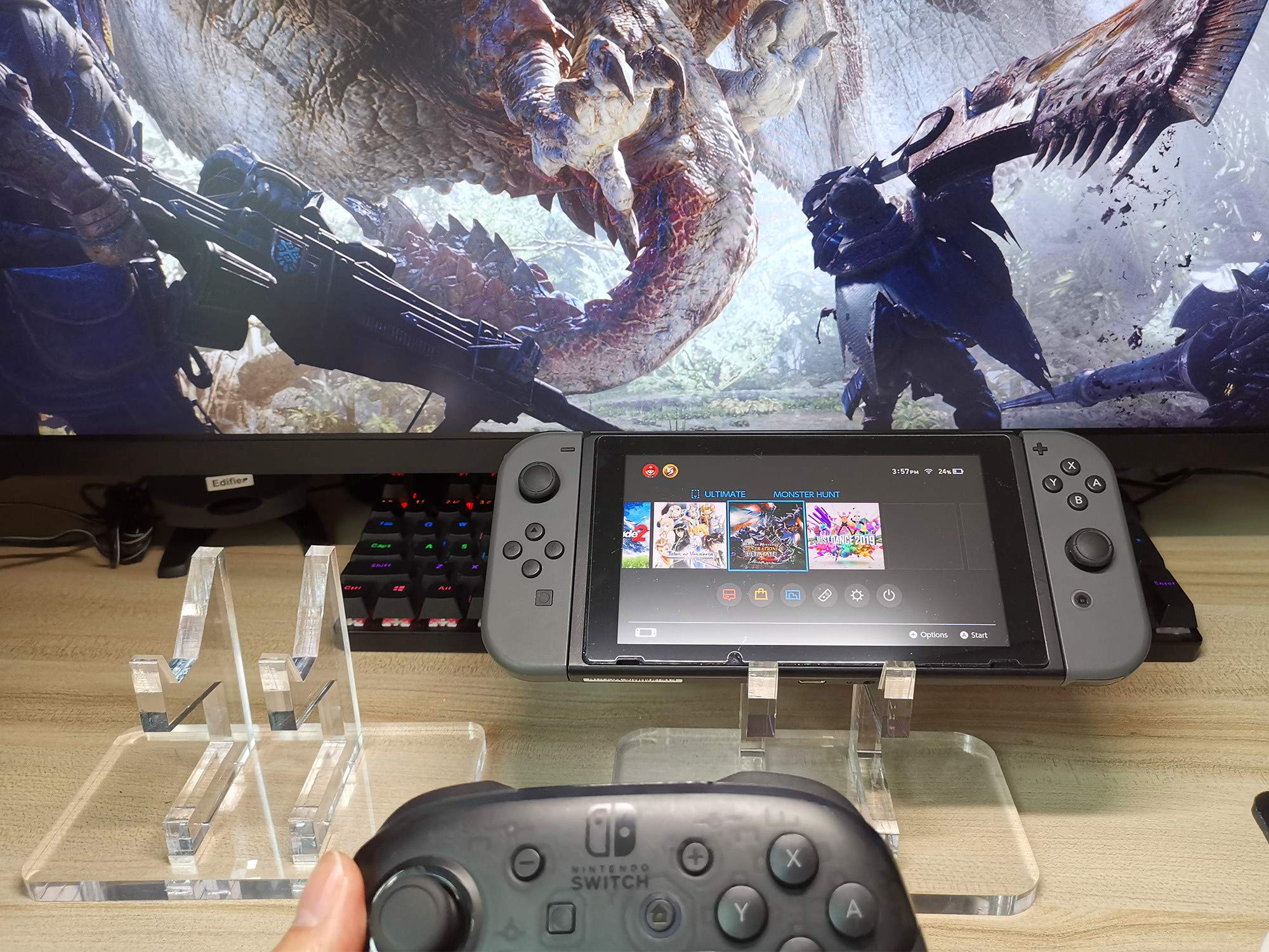 OAPRIRE Universal Controller Stand Holder - Fits Modern and Retro Game Controllers - Perfect Display and Organization - Limited Edition Handcrafted Controller Accessories with Crystal Texture