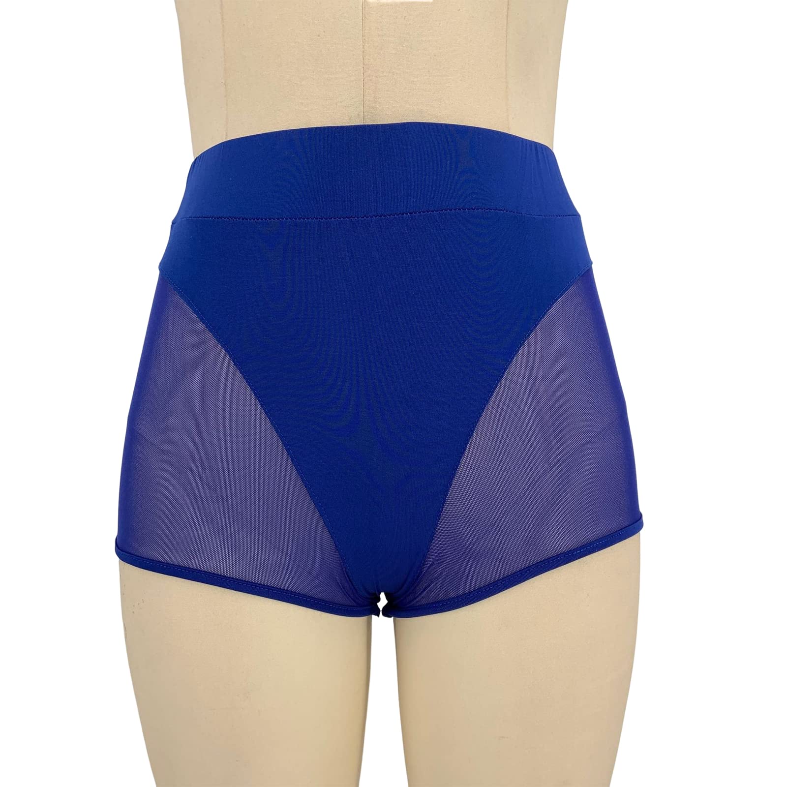 Womens High Waist Booty Shorts Gym Workout Mesh Hot Pants Butt Lifting Sports Leggings Blue Large