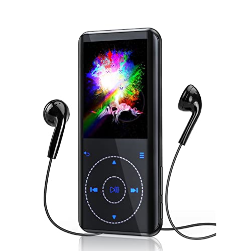 RUIZU 64GB MP3 Player with Bluetooth 5.3: Portable Music Player with Speaker, FM Radio, Voice Recorder, HiFi Lossless Digital Audio Video Playback, 2.4" Curved Screen, Touch Buttons, Supports 128GB