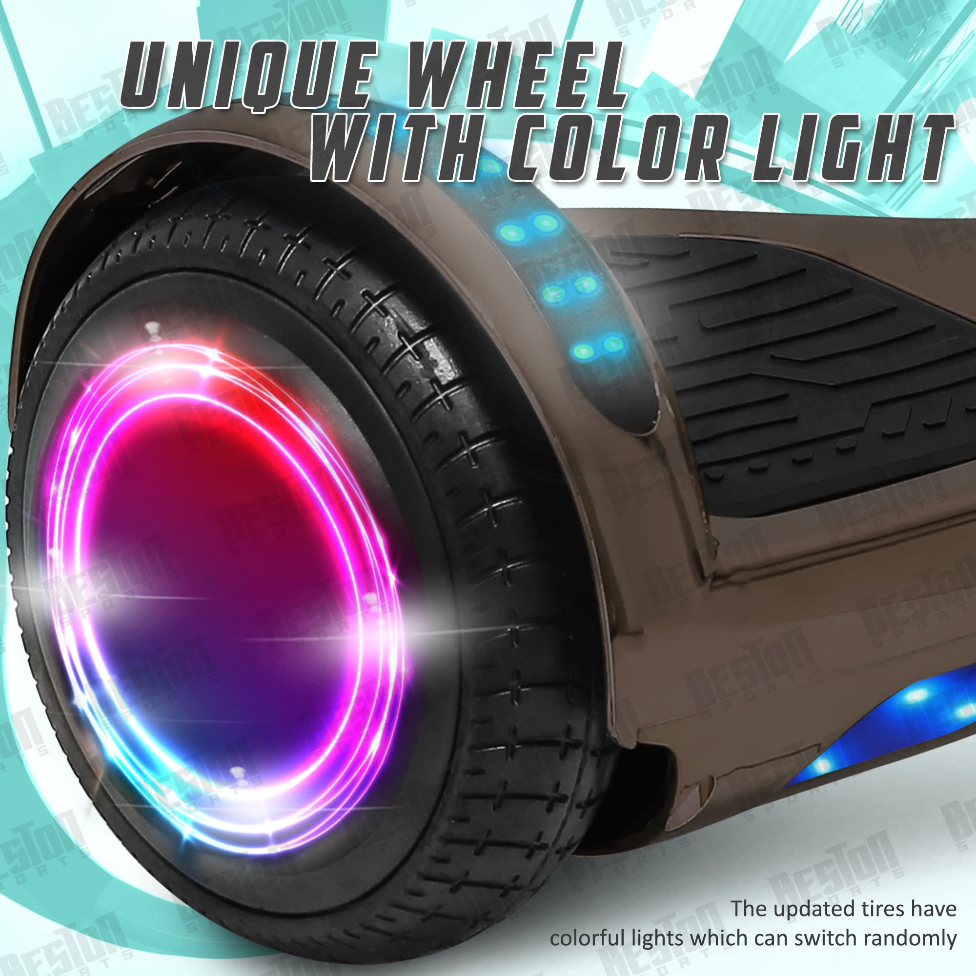 Newest Generation Electric Hoverboard Dual Motors Two Wheels Hoover Board Smart Self Balancing Scooter with Built-in Bluetooth Speaker LED Lights for Adults Kids Gift (Chrome Blue)