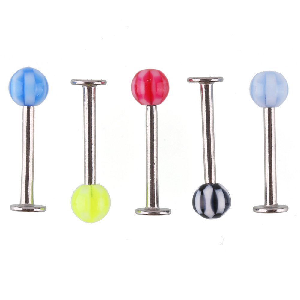 Oasis Plus 100PCS 16g 316L Surgical Steel Monroe Labret Ring Lip Chin Stud Tragus Earring Bar Body Piercing Kit