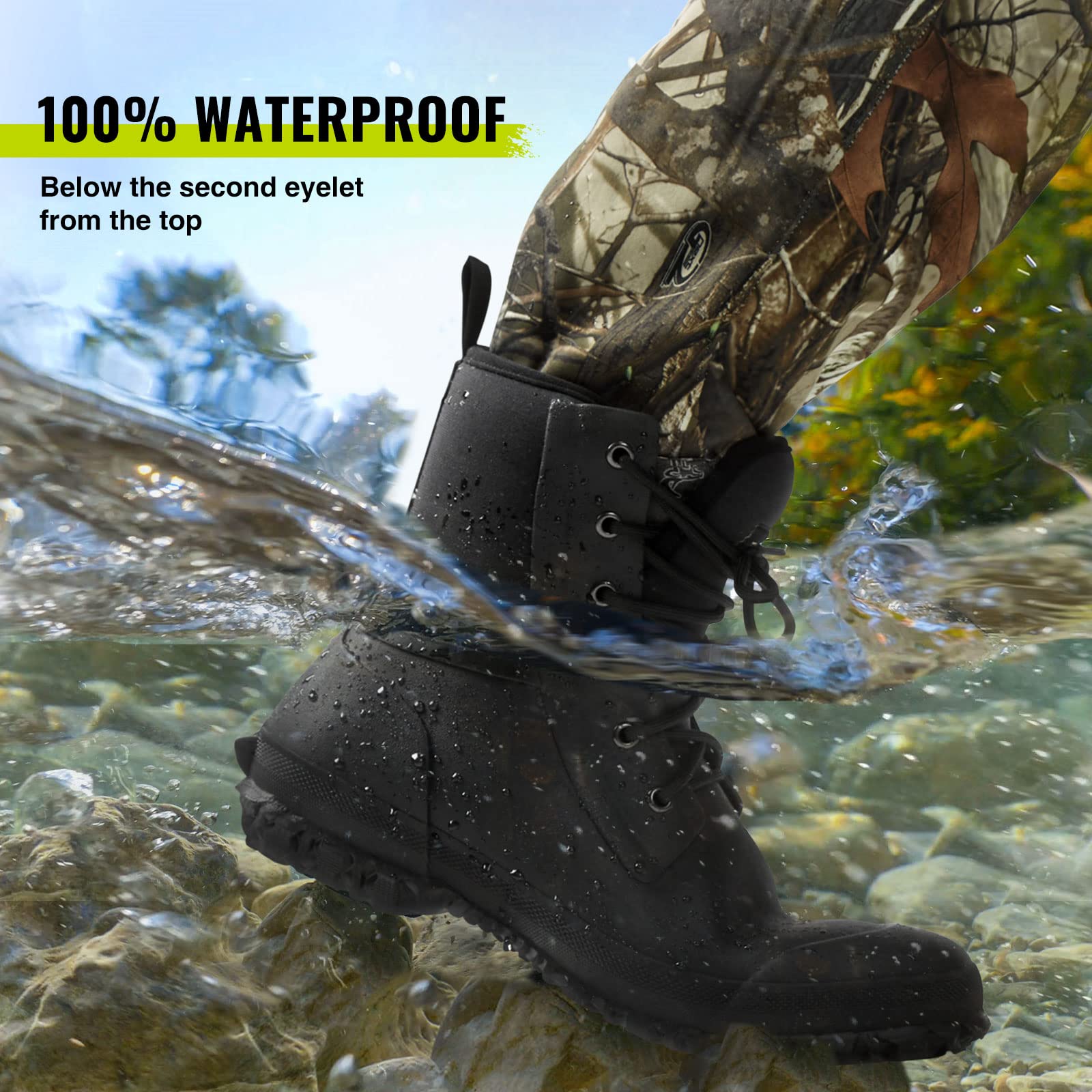 TIDEWE Men's Lace Up boots (Black & Camouflage, Size 5-14)