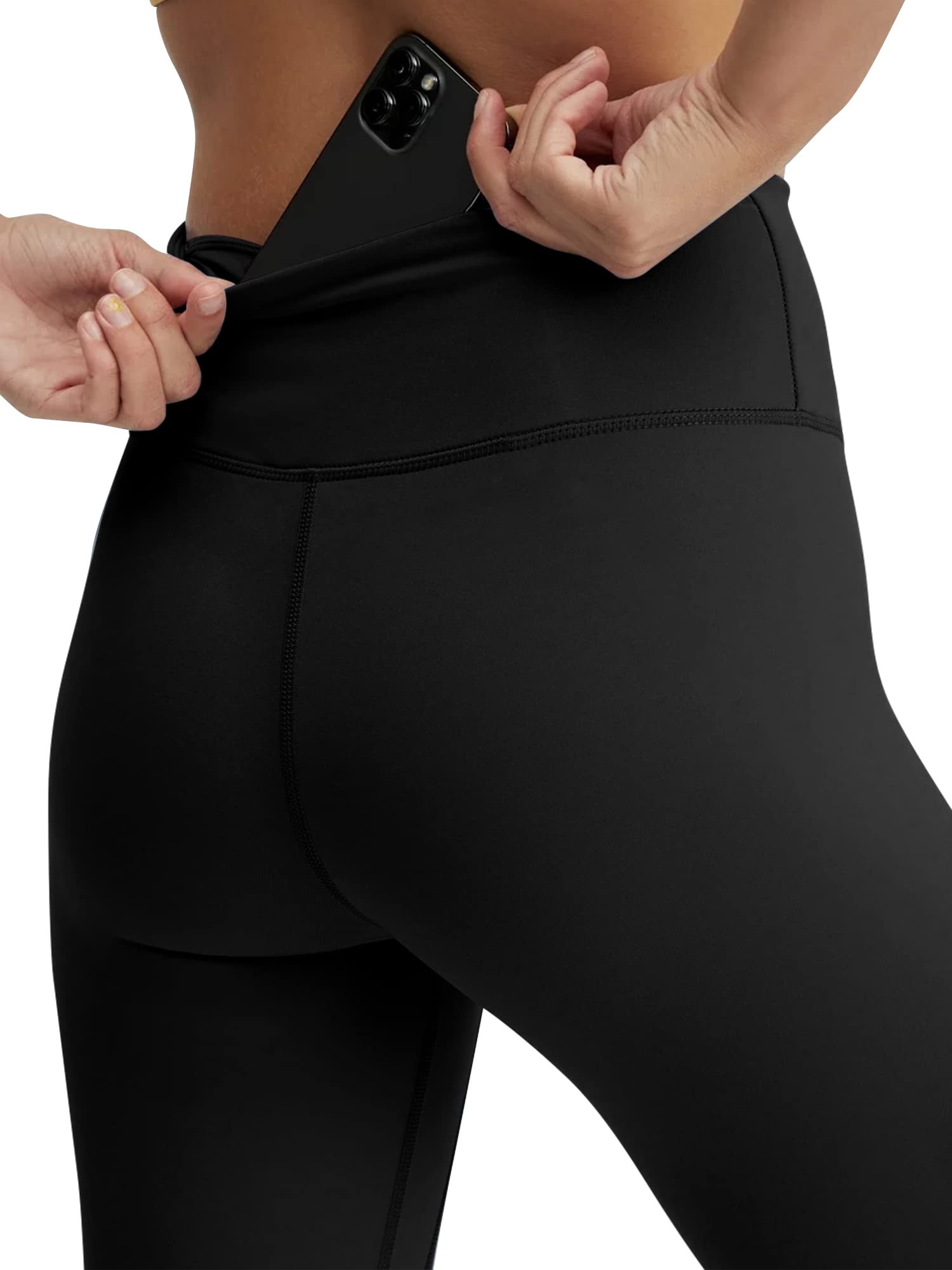 StarVnc Women's Crossover Flare High Waist Yoga Bootcut Wide Leg Pockets Pants Dress, Capri-black, Large
