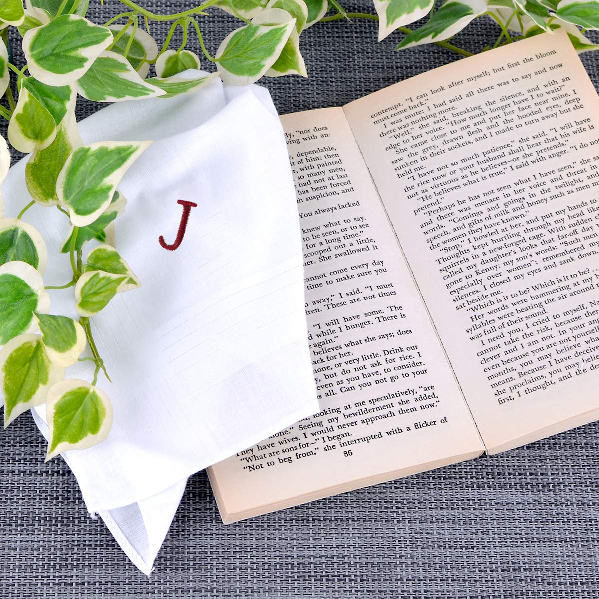 Monogrammed Handkerchiefs for Men - Soft Hankies for Men + Great Monogrammed Gifts - Intial J