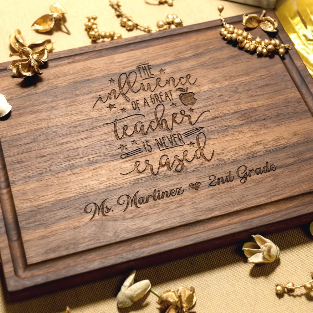 Walnut Artisan Personalized Cutting Boards, Custom Appreciation Gift Idea, Wood Engraved Charcuterie Board for First Grade, Teacher Design 104
