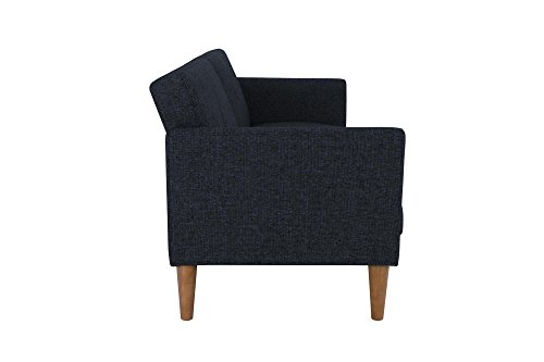 Novogratz Regal Futon with Tufted Linen Upholstery, Navy