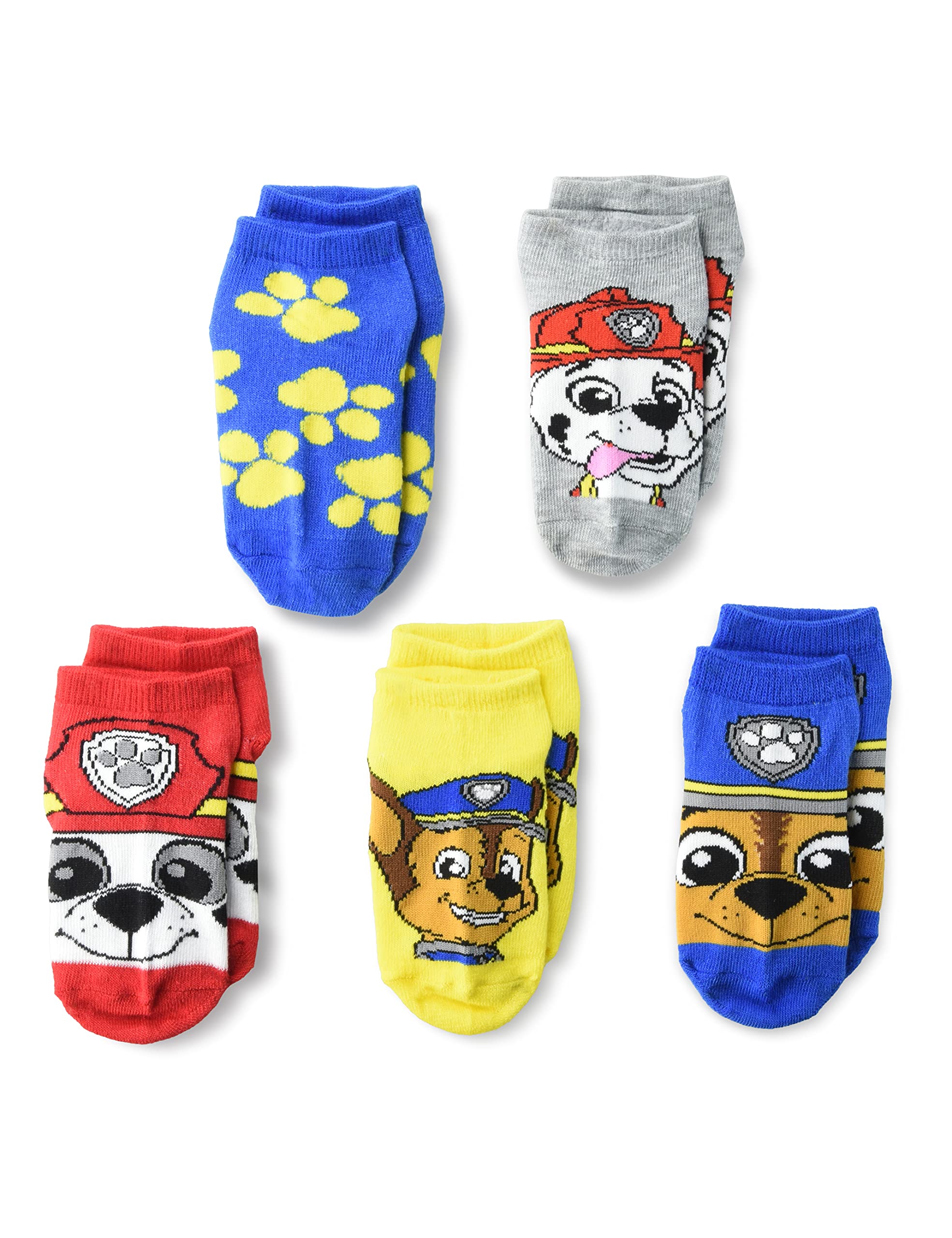 Nickelodeon boys Paw Patrol 5 Pack Shorty Casual Sock, Assorted Big Face, Shoe Size 4-8 US