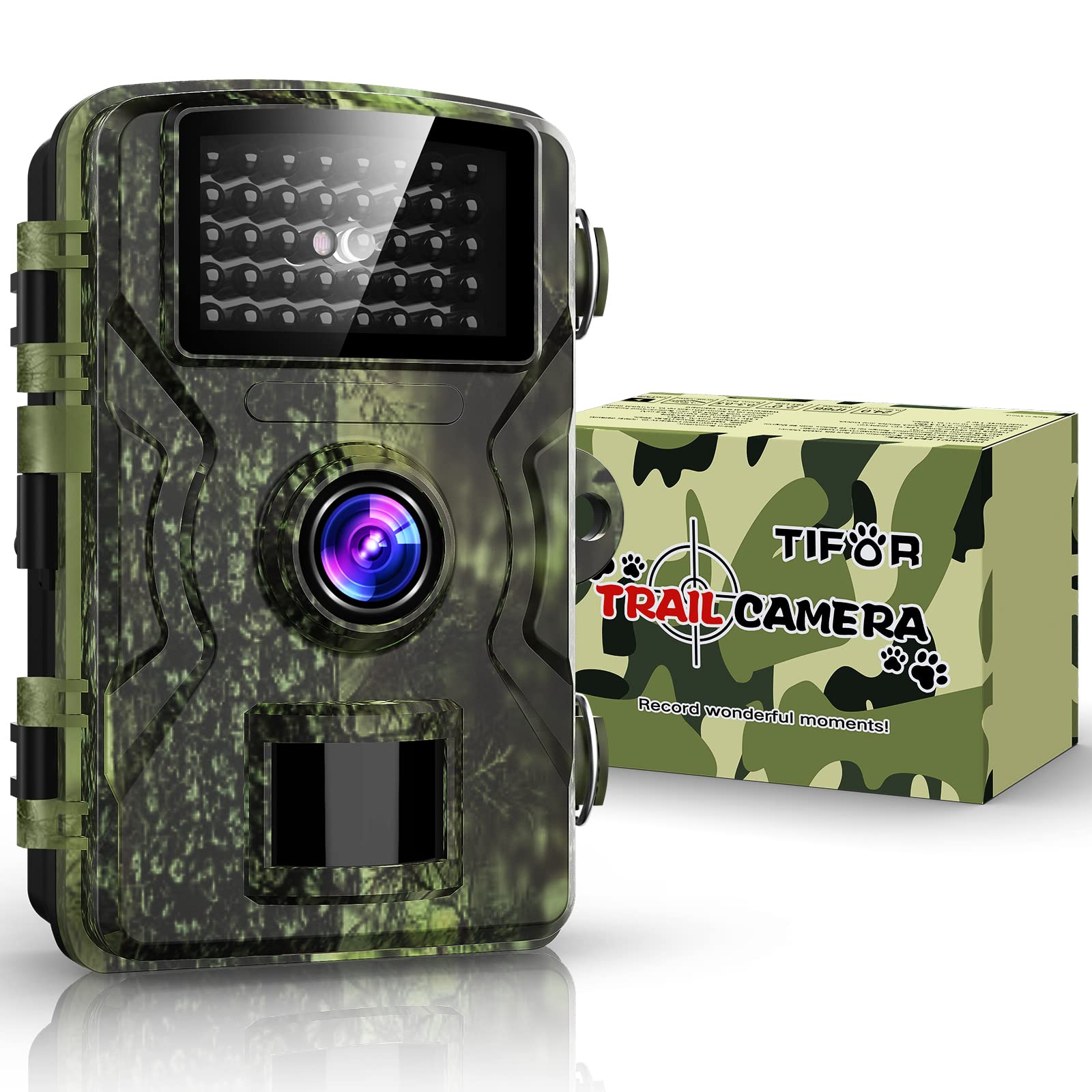 TIFOR Trail Camera 24MP 1080P - H.264 HD Video Game Camera with Night Vision 940NM IR LED 120° Wide-Angle IP66 Waterproof Fast 0.3s Motion Activated - Clear 100ft Trail Cam for Security Hunting
