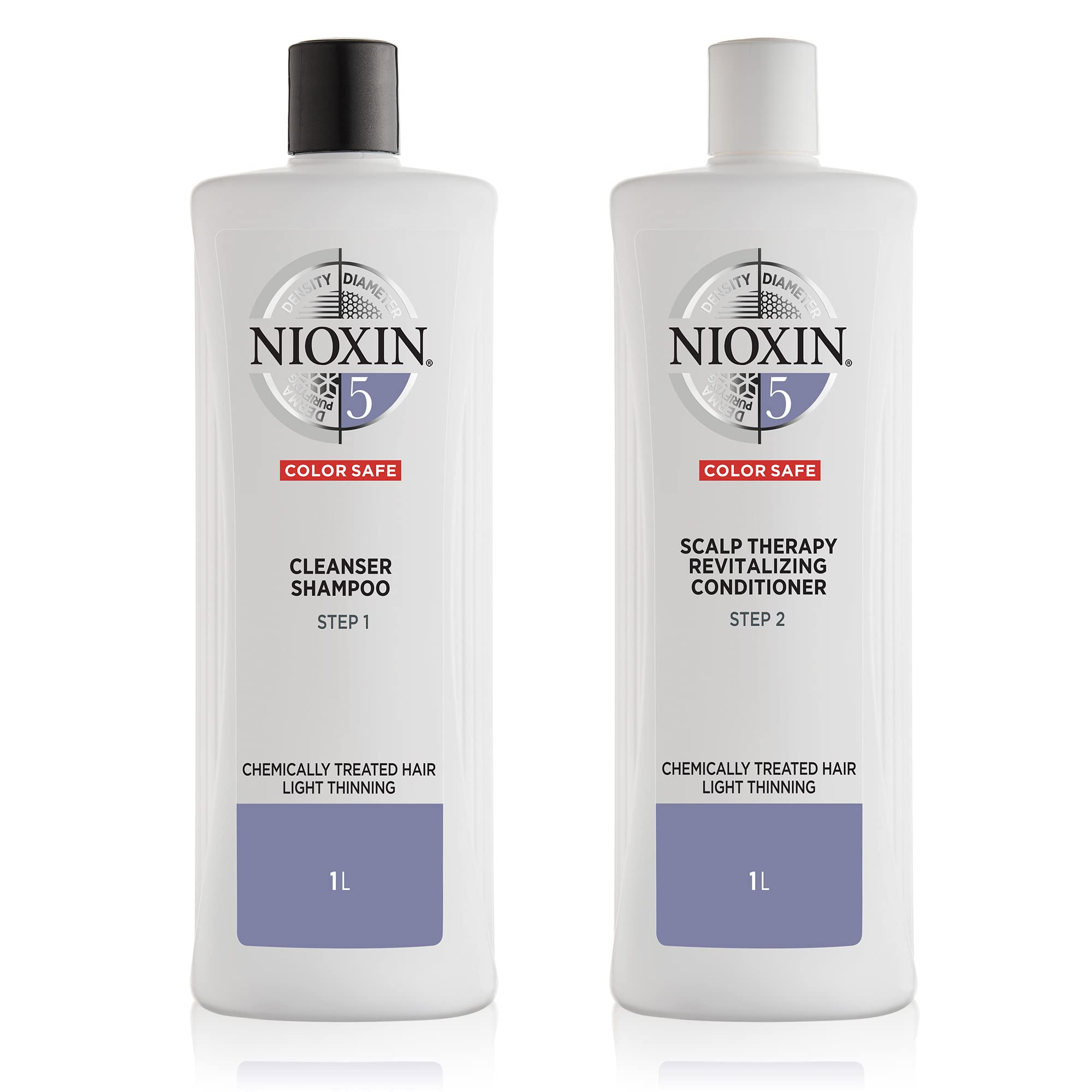 Nioxin System 5 Scalp Cleaning Shampoo and Therapy Conditioner Set for Chemically Treated Hair with Light Thinning