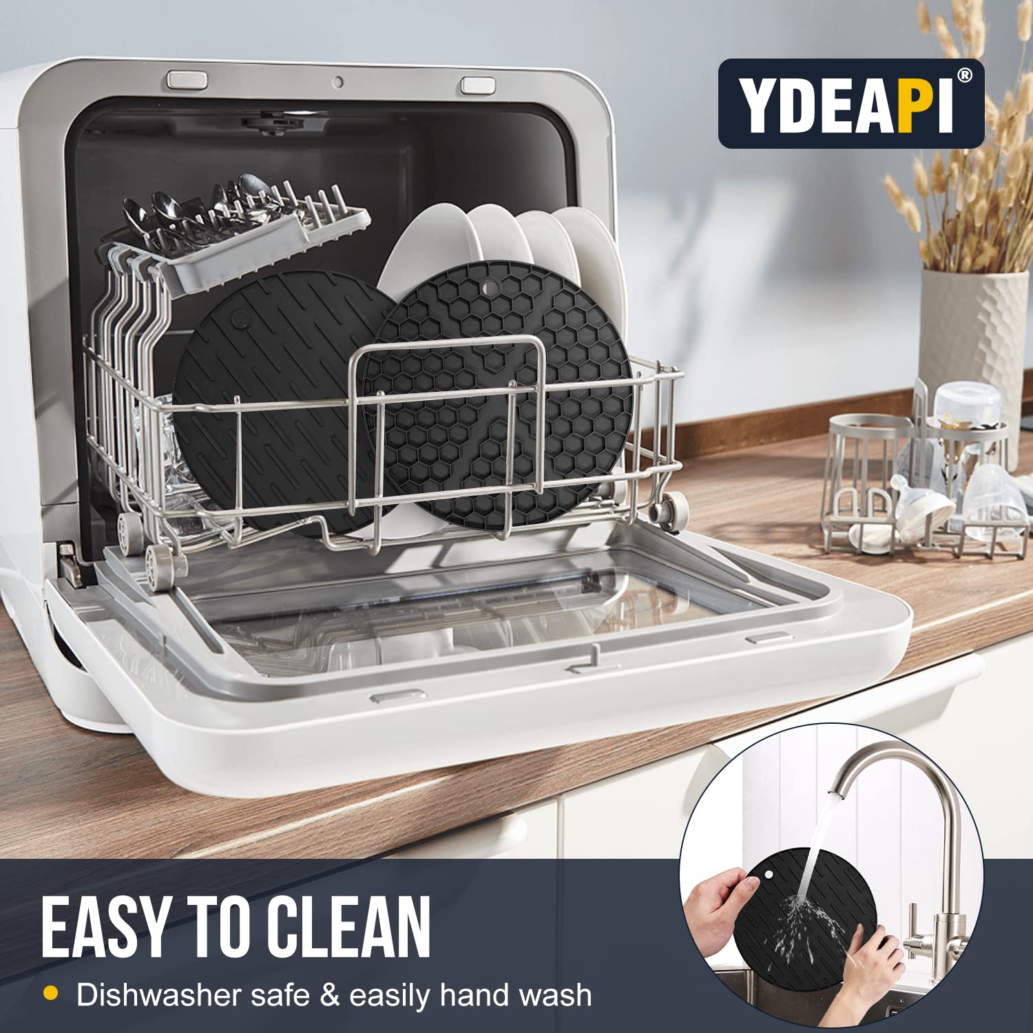 Ydeapi Trivets for Hot Dishes, Multi-Purpose Silicone Trivet, Heat Resistant Pot Holder, Hot Pads for Kitchen, Quartz Countertops, Hot Pots and Pans, 4 Pack