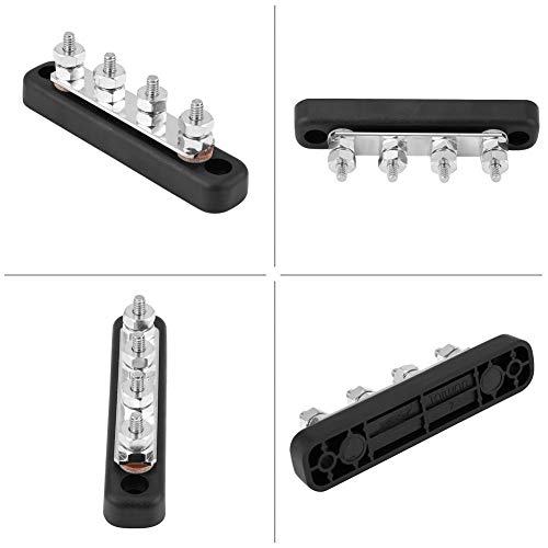 Qiilu busbars 12v Buss Bar Stud Terminal, 4 Studs Bus Bar Electric Terminal Boating Electrical Equipment Wire Terminals Junction Block 100A AC 300V DC 48V