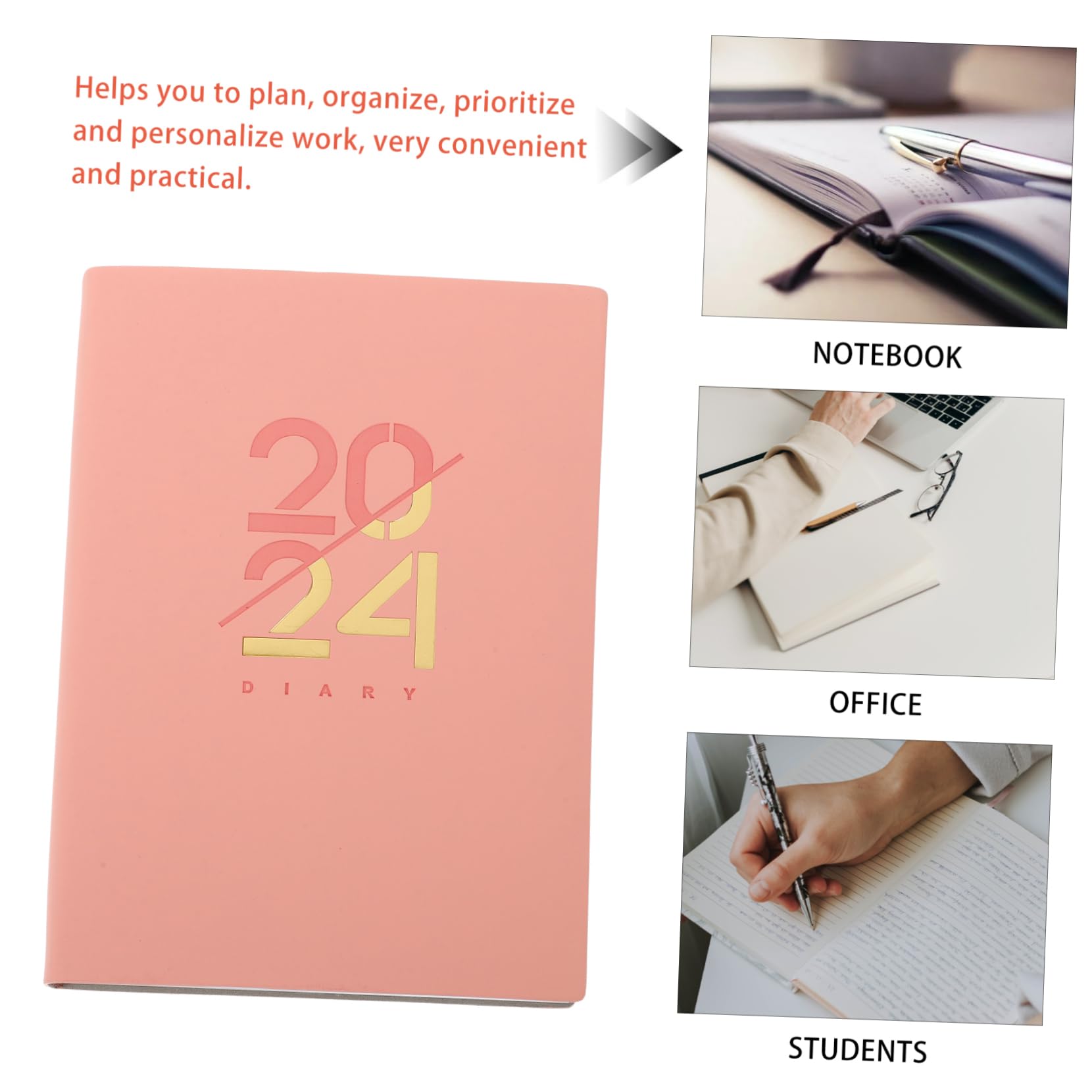 NUOBESTY 2024 Agenda Book softcover notebook planner notebook schedule recording notepad business planning notebook 2024 english notepad planning handbook office Accessories portable Paper