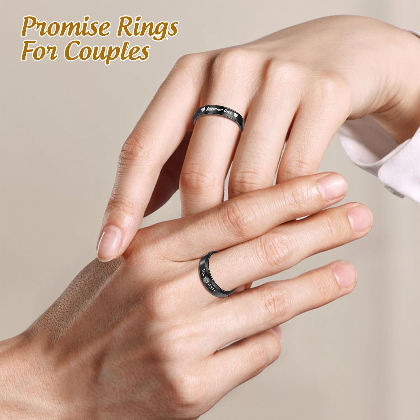 Personalized Promise Rings For Couples Matching Rings For Him And Her Custom Stainless Steel Couple Rings Set Engagement Ring 2 PCS