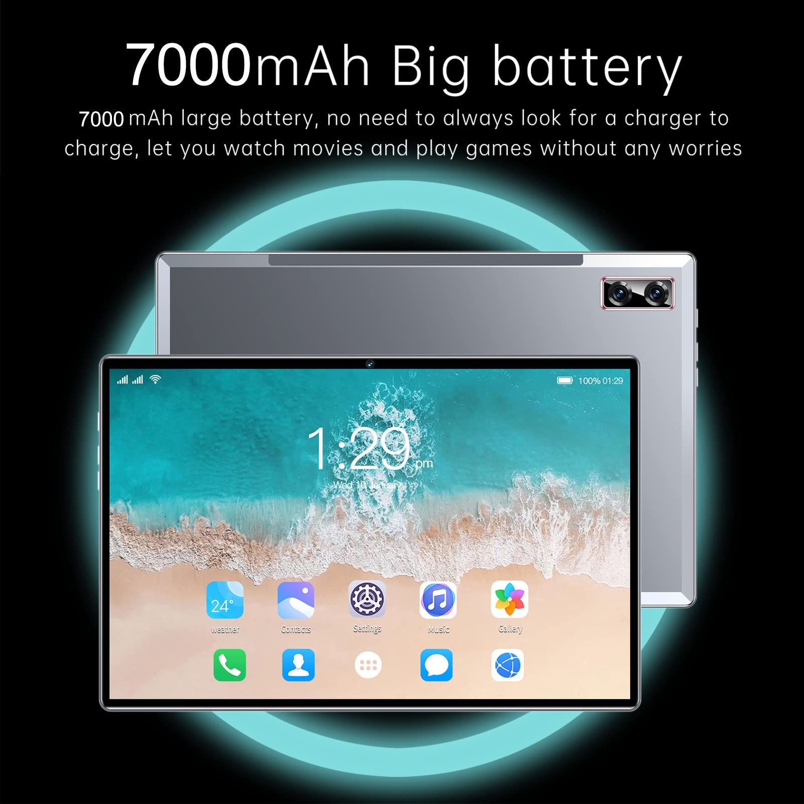 PUSOKEI 10 Inch Tablet, 6GB 256GB, IPS Screen, Night Reading Mode, USB C Charging Port, Calling Support, for Android 11.0 (Grey)