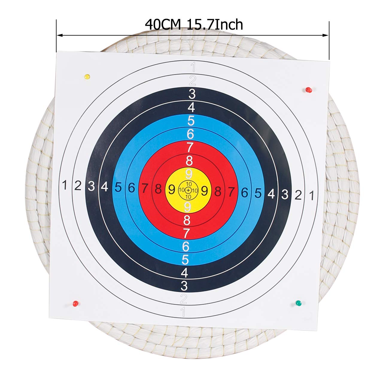 SinoArt Traditional Solid Straw Round 3 Laryes Hand-Made Archery Target Face for Recurve Bow Longbow Shooting Practice with 5 Paper Target Face