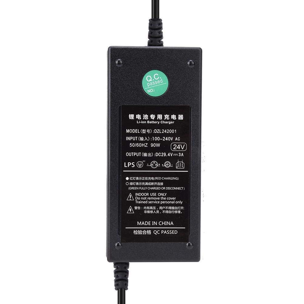 REOUG Scooter Charger,24V 20A Plastic Portable Lithium Battery Charger for Electric Scooter Bicycle Output DC29.4V 3A US Plug 100-240V()