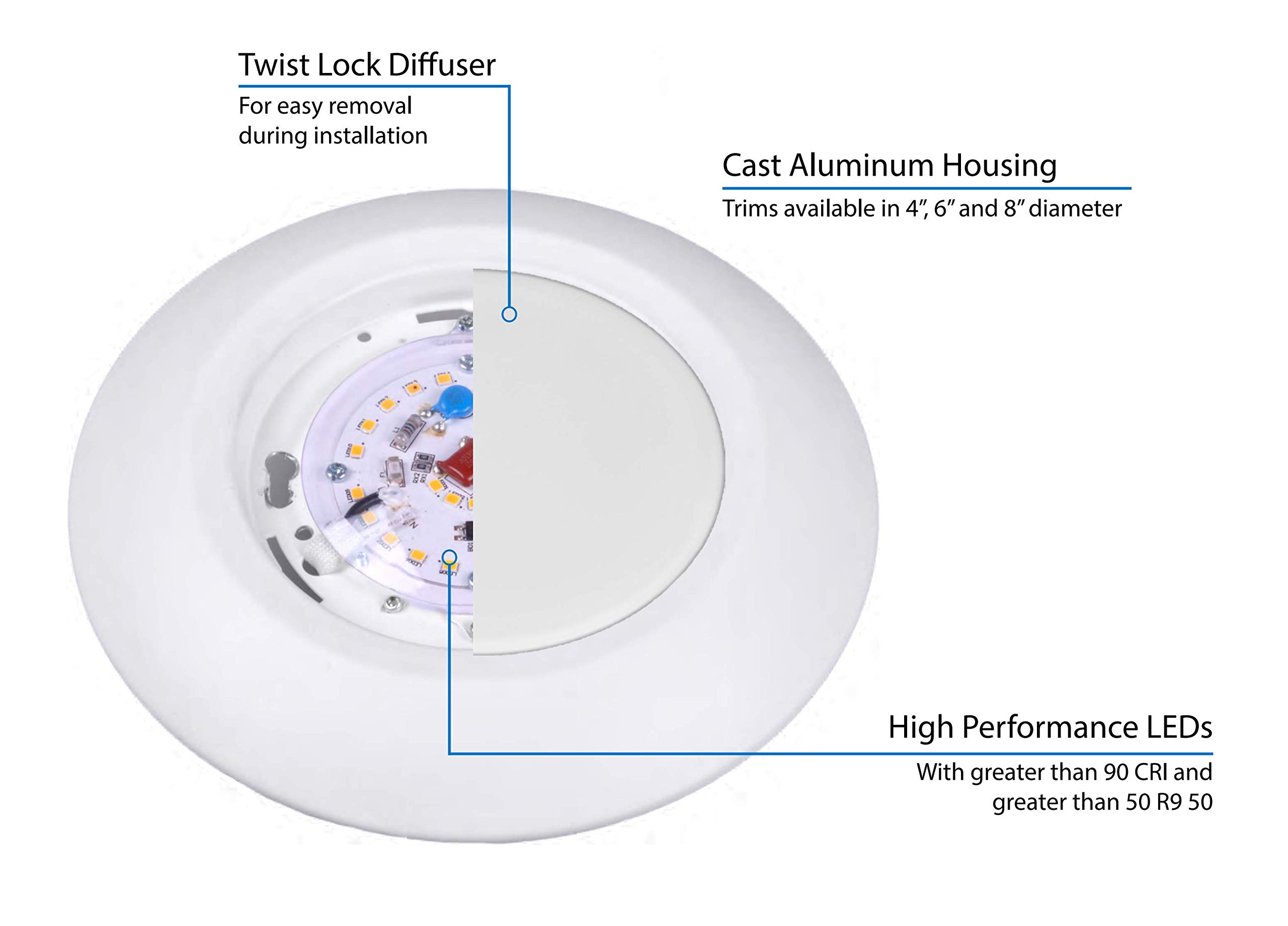 NICOR Lighting DSK562081203KWH LED Downlights, White